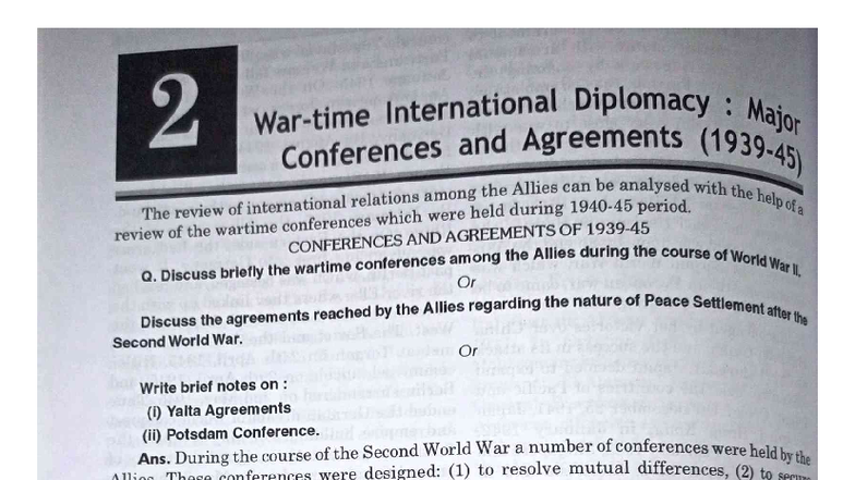 International Diplomacy: Key WWII Conferences & Agreements - Studocu