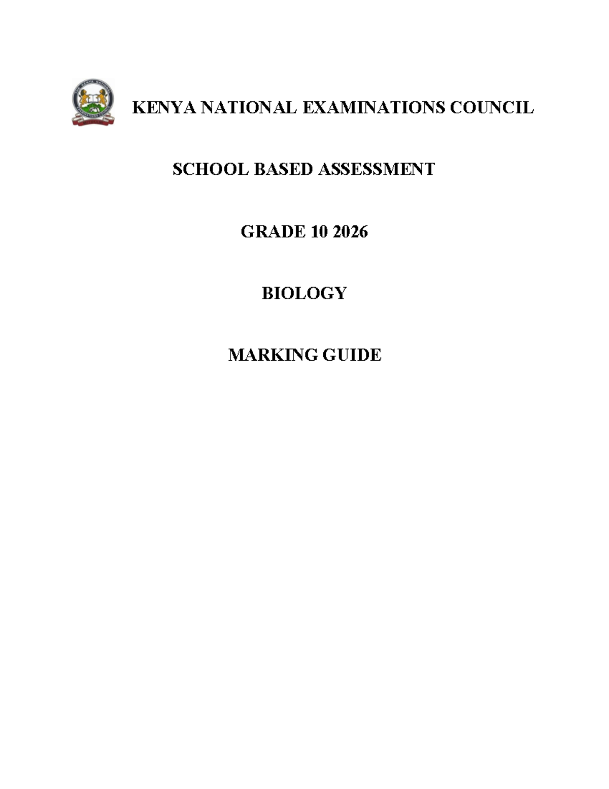 Grade 10 Biology SBA Marking Guide 2026: Core Competencies Assessment ...