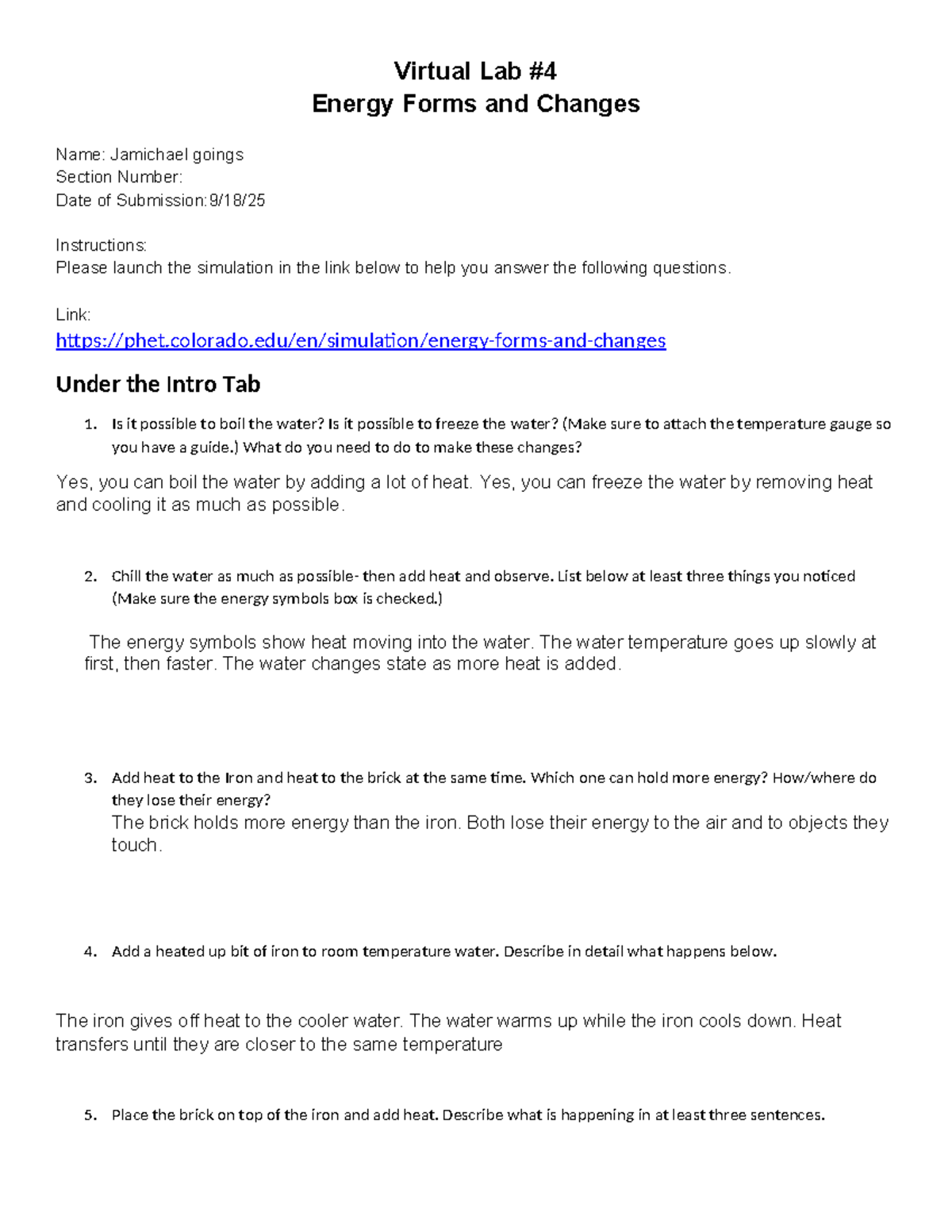 Virtual Lab 4: Energy Forms and Changes Analysis - Studocu