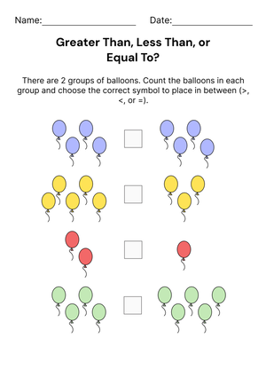Count the Balloons Worksheet – Version 1 - Date: Name: How many ...