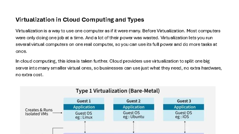 Virtualization in Cloud Computing: Types and Benefits - Studocu