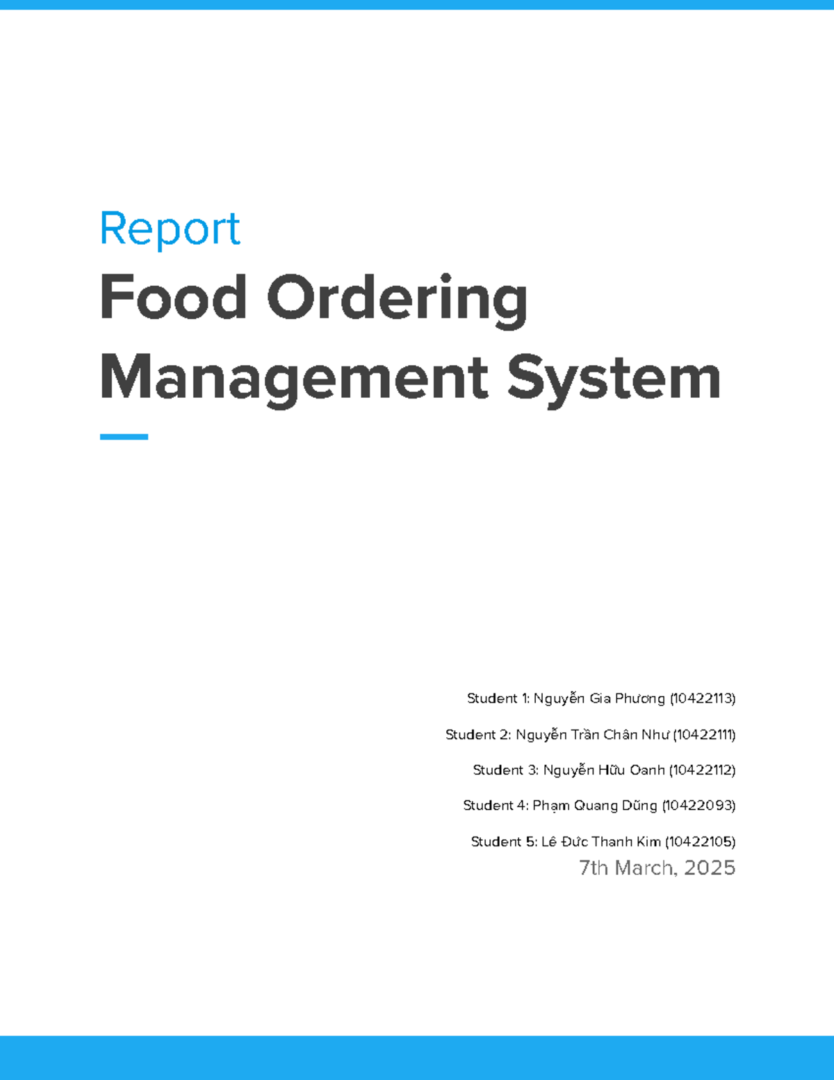 Food Ordering Management System Report (CS101) - Studocu