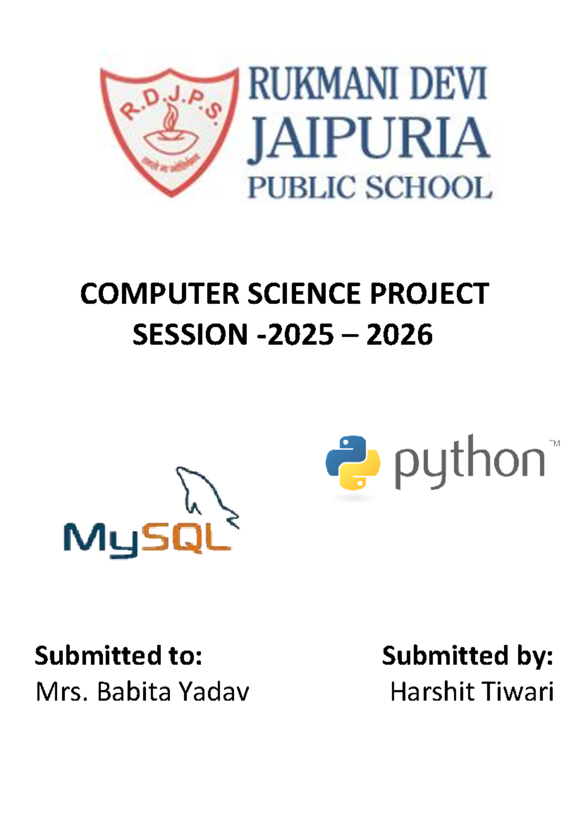 CS Project: Hotel Management System Using Python & MySQL (2026) - Studocu