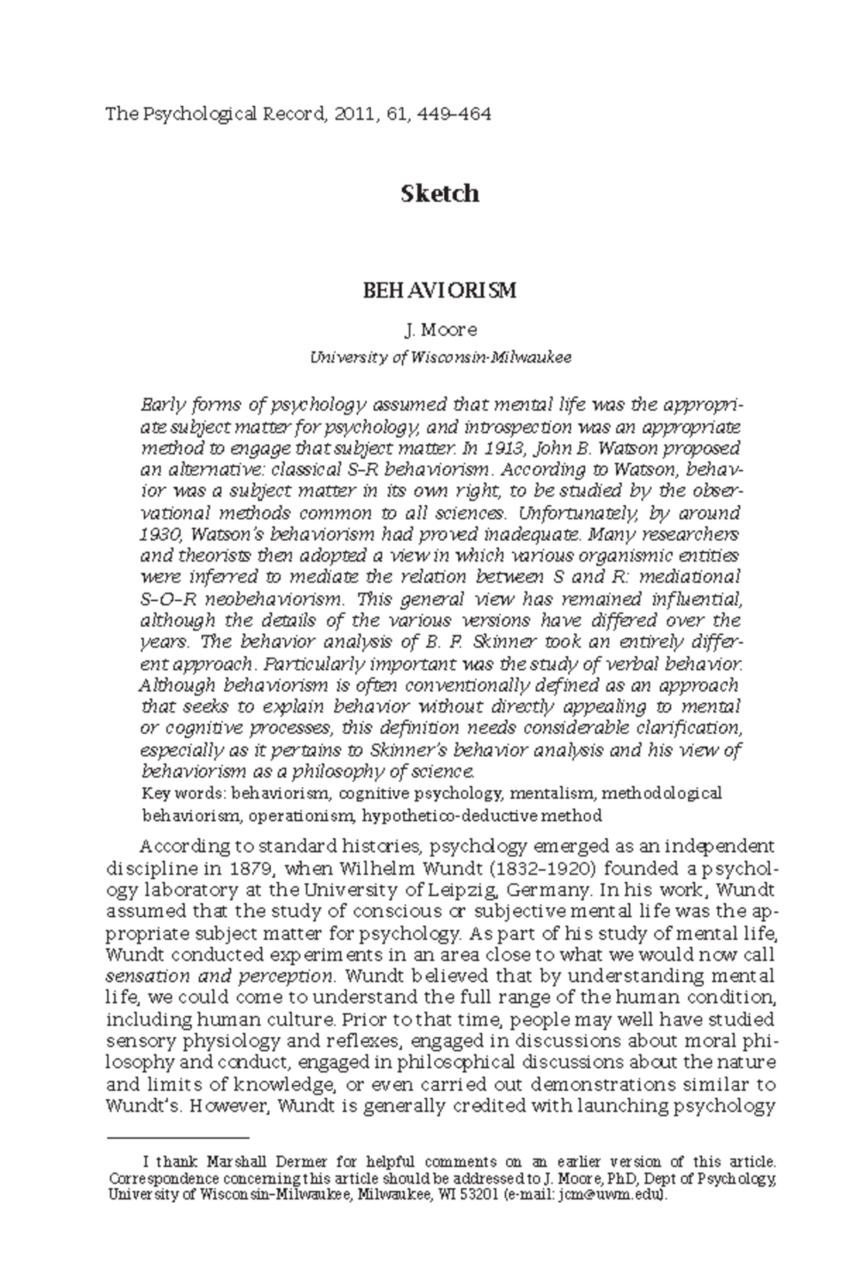 Behaviorism: An Overview of Its Evolution and Key Figures - Studocu