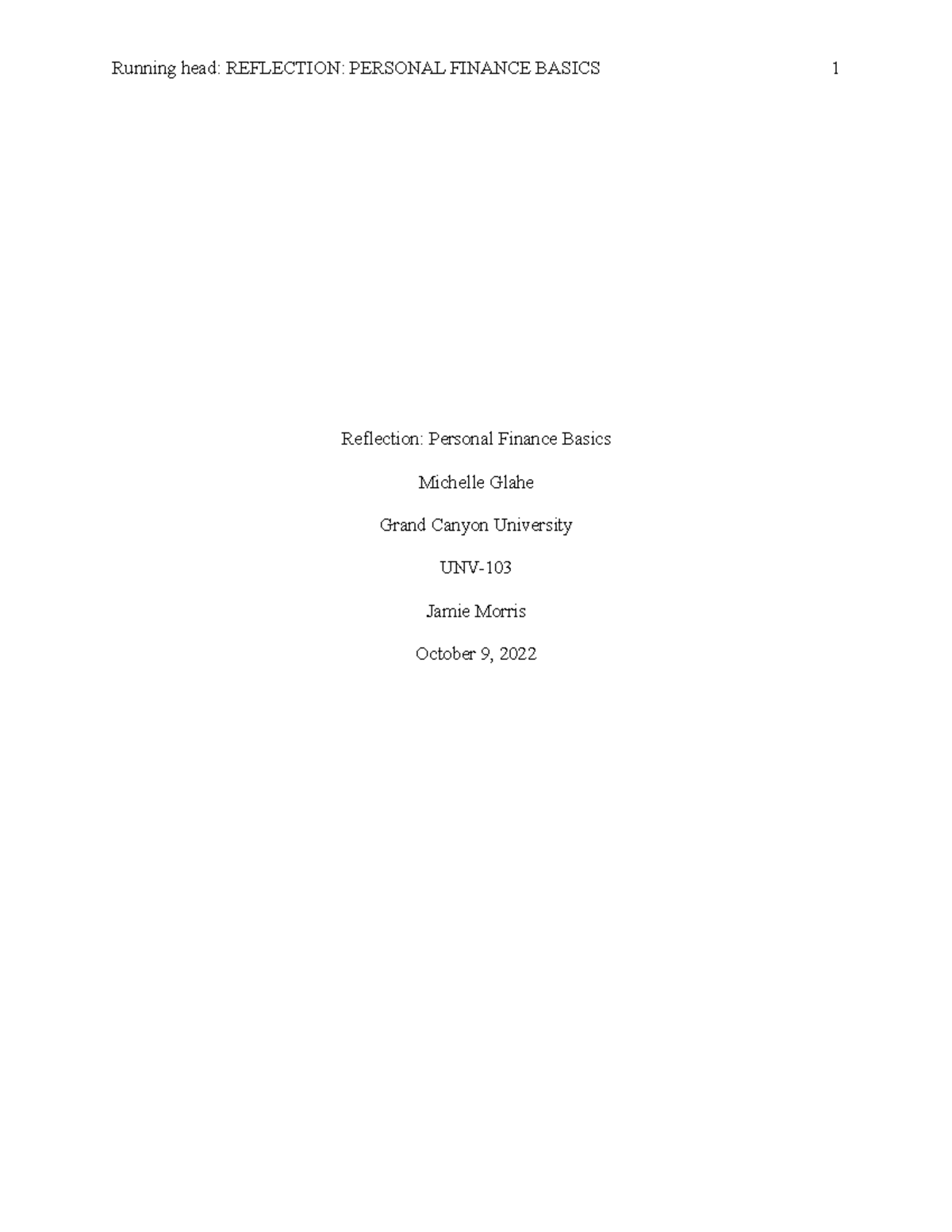 Reflection: Personal Finance Basics (UNV-101) Insights and Learnings ...