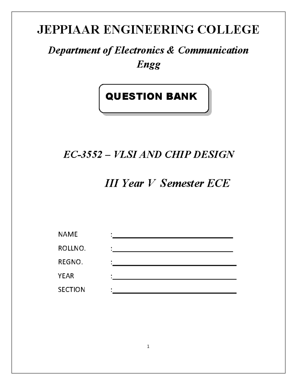 EC3552 VLSI AND CHIP DESIGN Question Bank for ECE Students - Studocu
