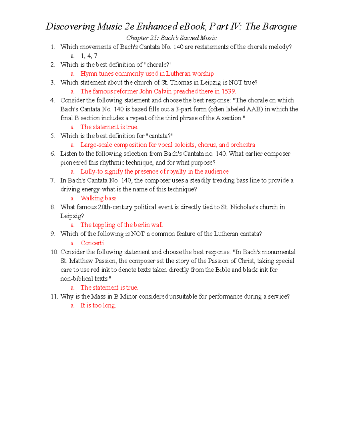 Chapter 25: Bach's Sacred Music - Key Concepts & Cantatas - Studocu