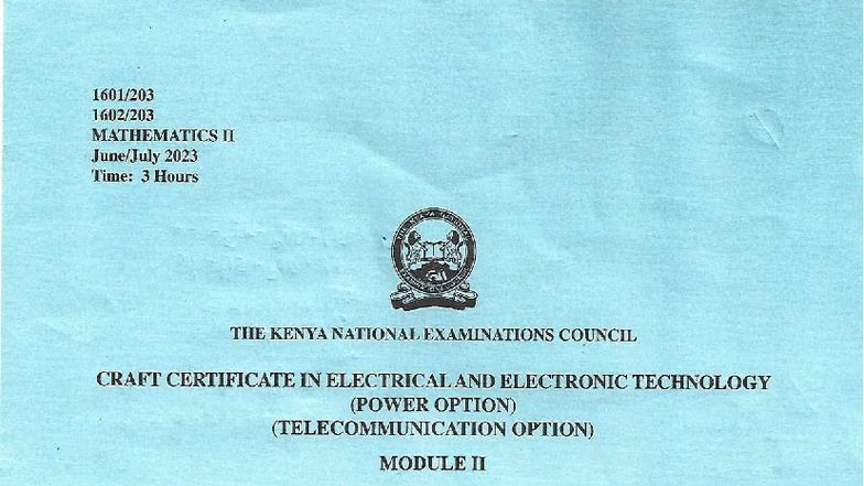 Mathematics - A KNEC PAST PAPER - Electrical engineering - Studocu