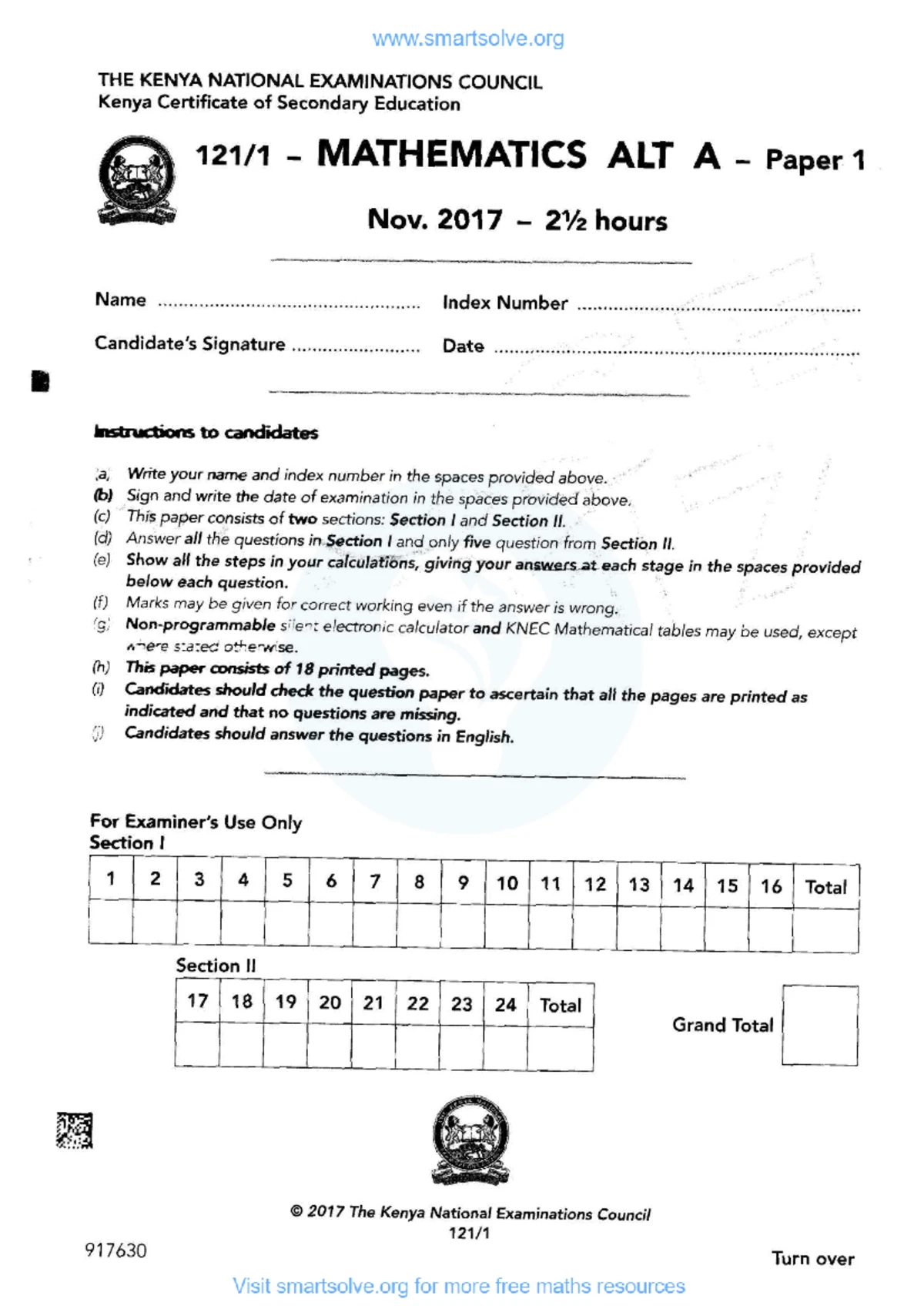 K.C.S.E. 2017 Mathematics Paper 2 ALT A Exam Questions - Studocu
