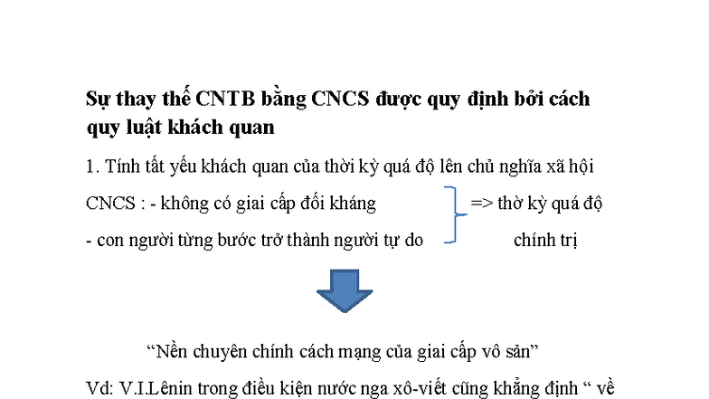 Quá độ từ CNTB lên CNCS: Đặc điểm và Tính tất yếu trong thời kỳ hiện ...