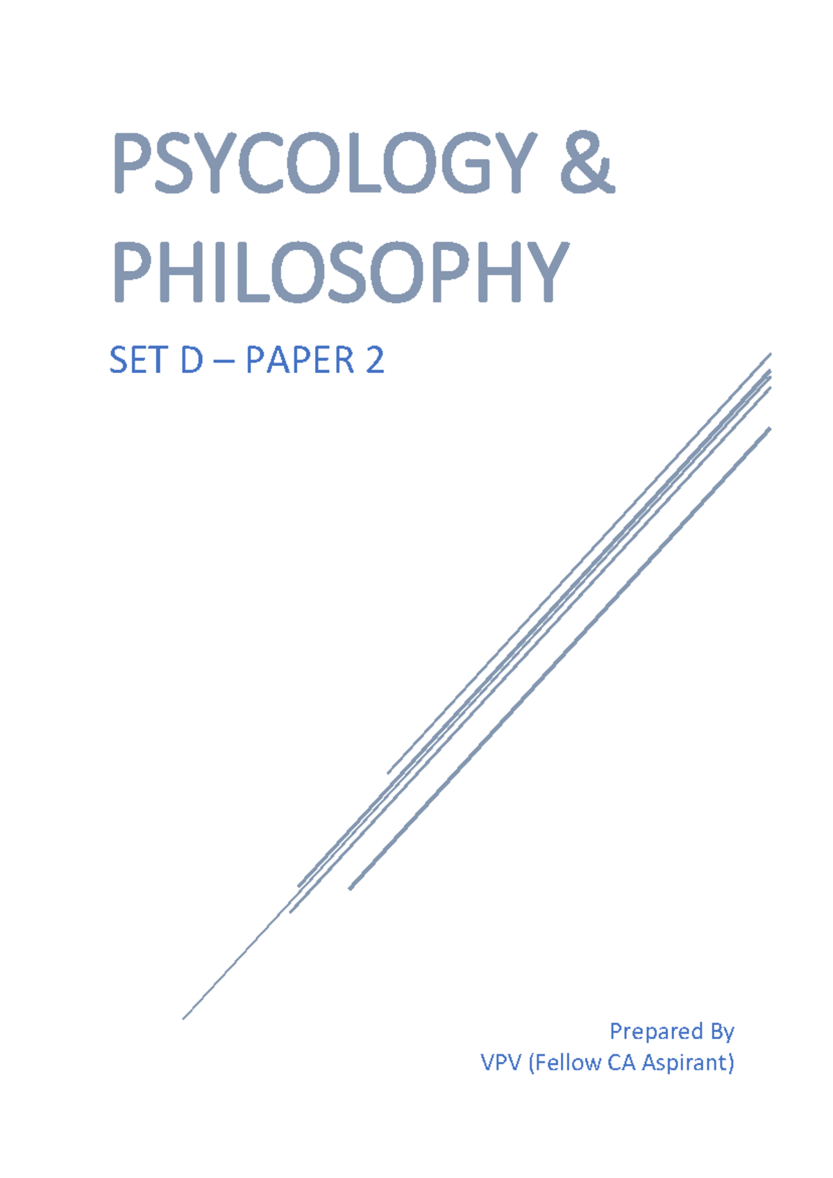 Psychology & Philosophy Paper 2 Set D: Comprehensive Study Notes - Studocu