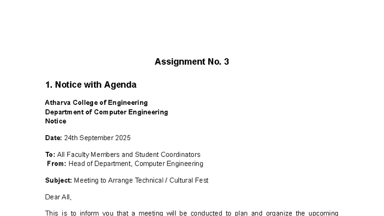 Meeting Agenda & Minutes for Technical Cultural Fest - CSE 2025 - Studocu