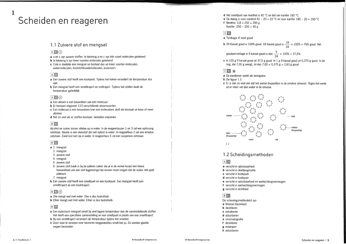 4V Scheikunde: Uitwerkingen Hoofdstuk 1 - Scheiden en Reageren ...