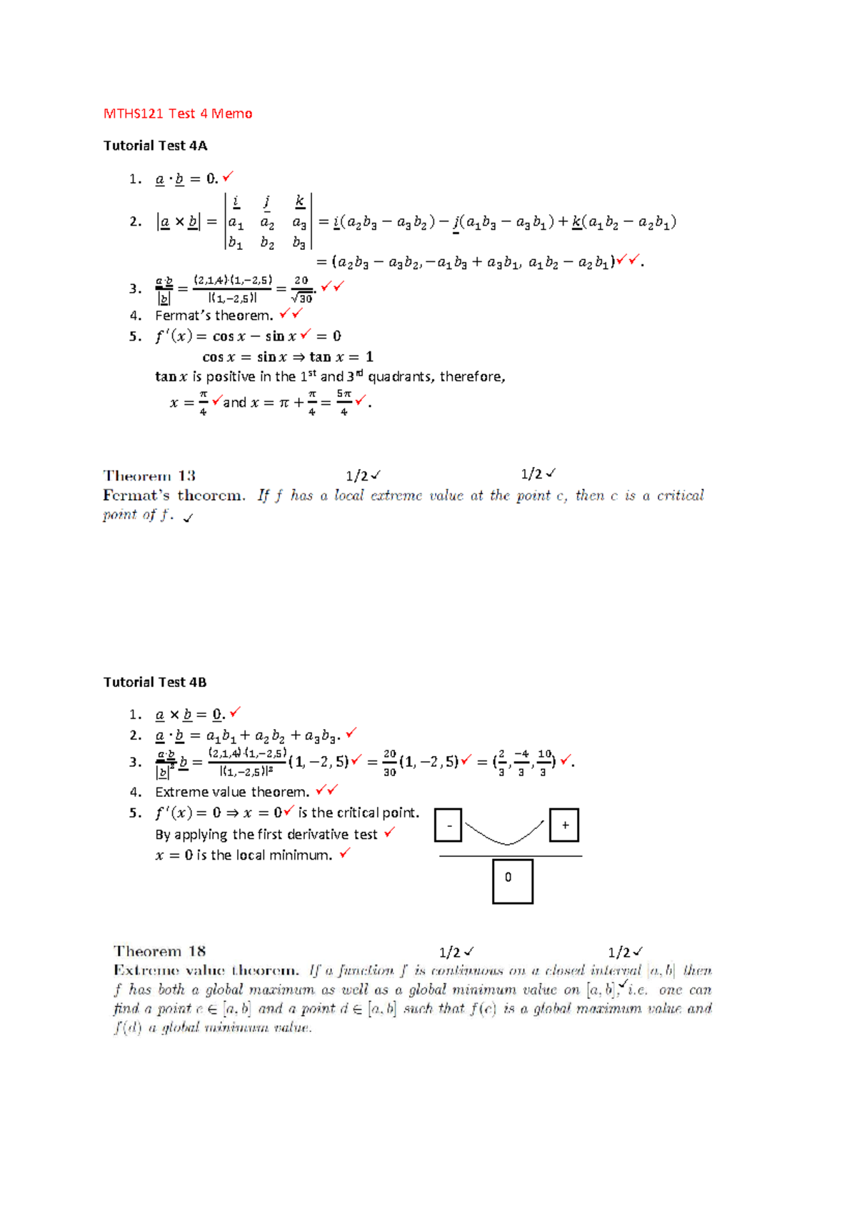 MTHS121 Test 4 Memo 2023: Detailed Solutions and Explanations - Studocu