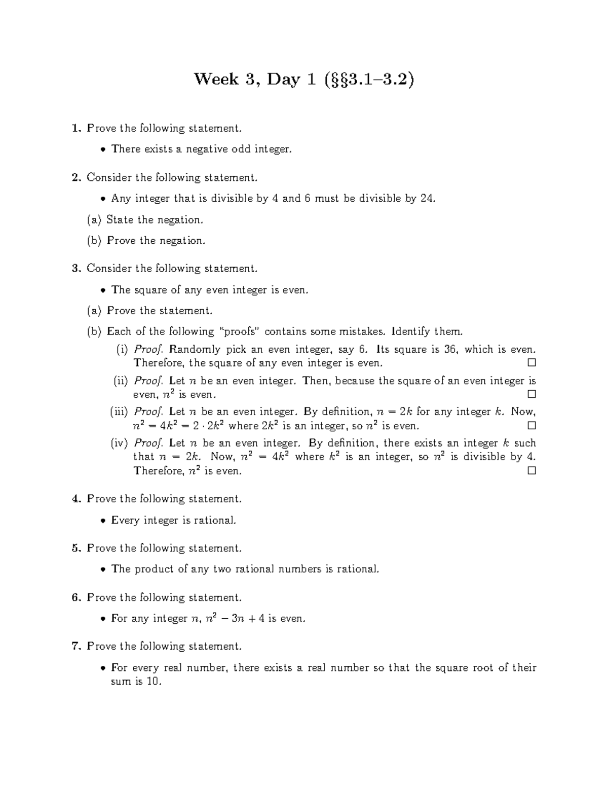 3 1 Lecture Problems - Week 3, Day 1 (§§3–3) Prove the following ...