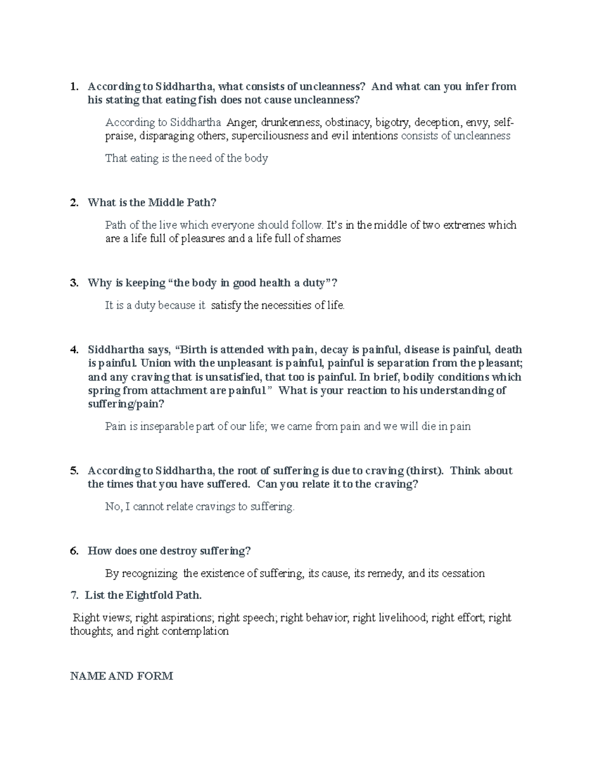 Guided Reading Questions #9: Insights on Siddhartha's Teachings - Studocu