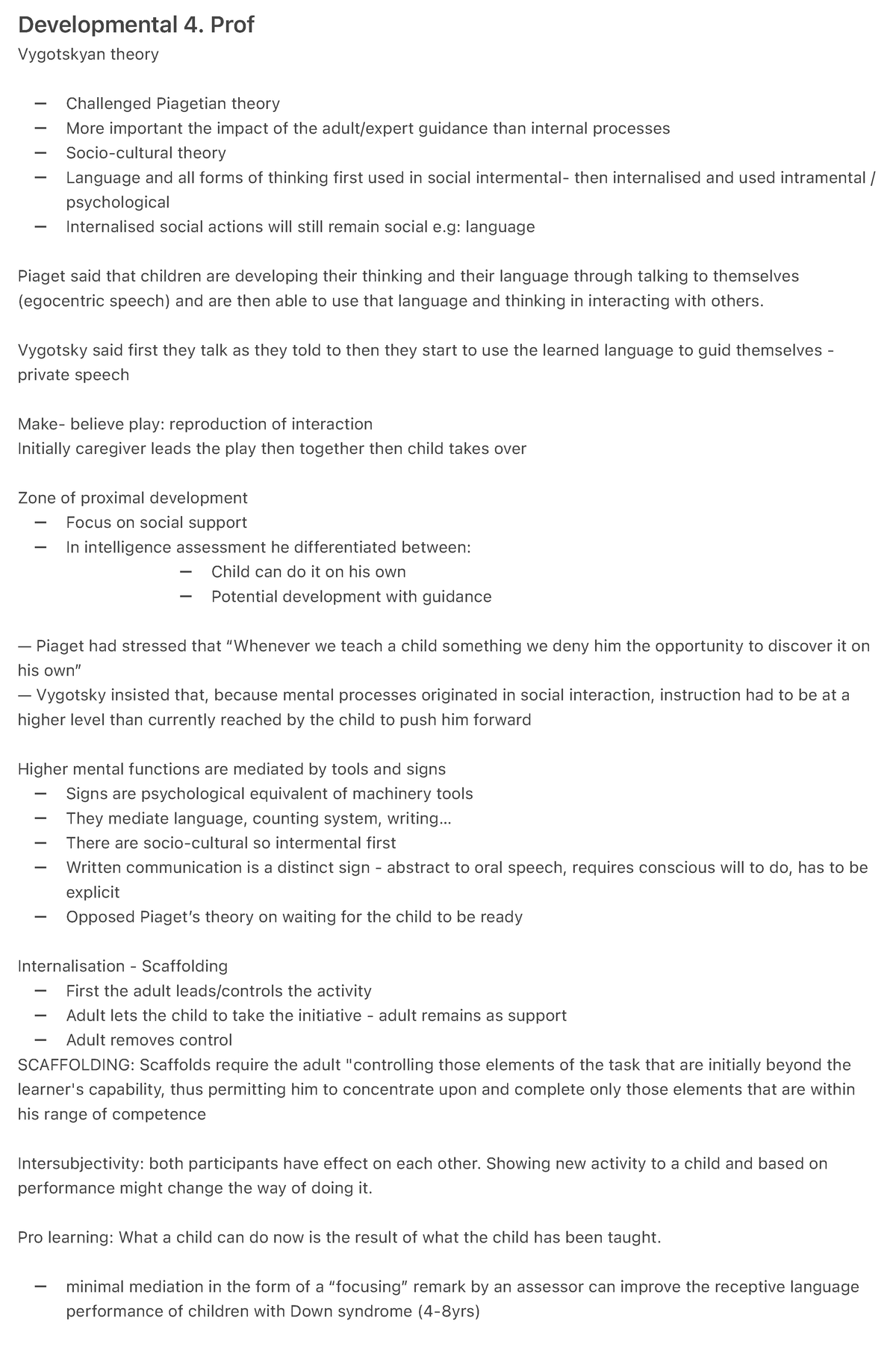 Developmental 4. Prof - Lecture notes ...