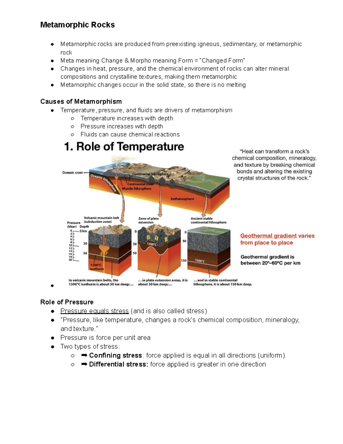 Metamorphic Rocks Notes: Understanding Formation and Textures - Studocu