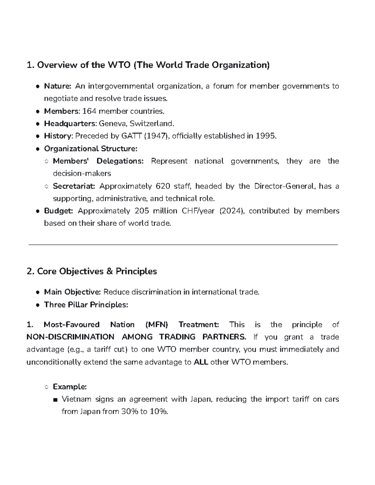 WTO Overview: Structure, Principles, and Dispute Resolution - Studocu
