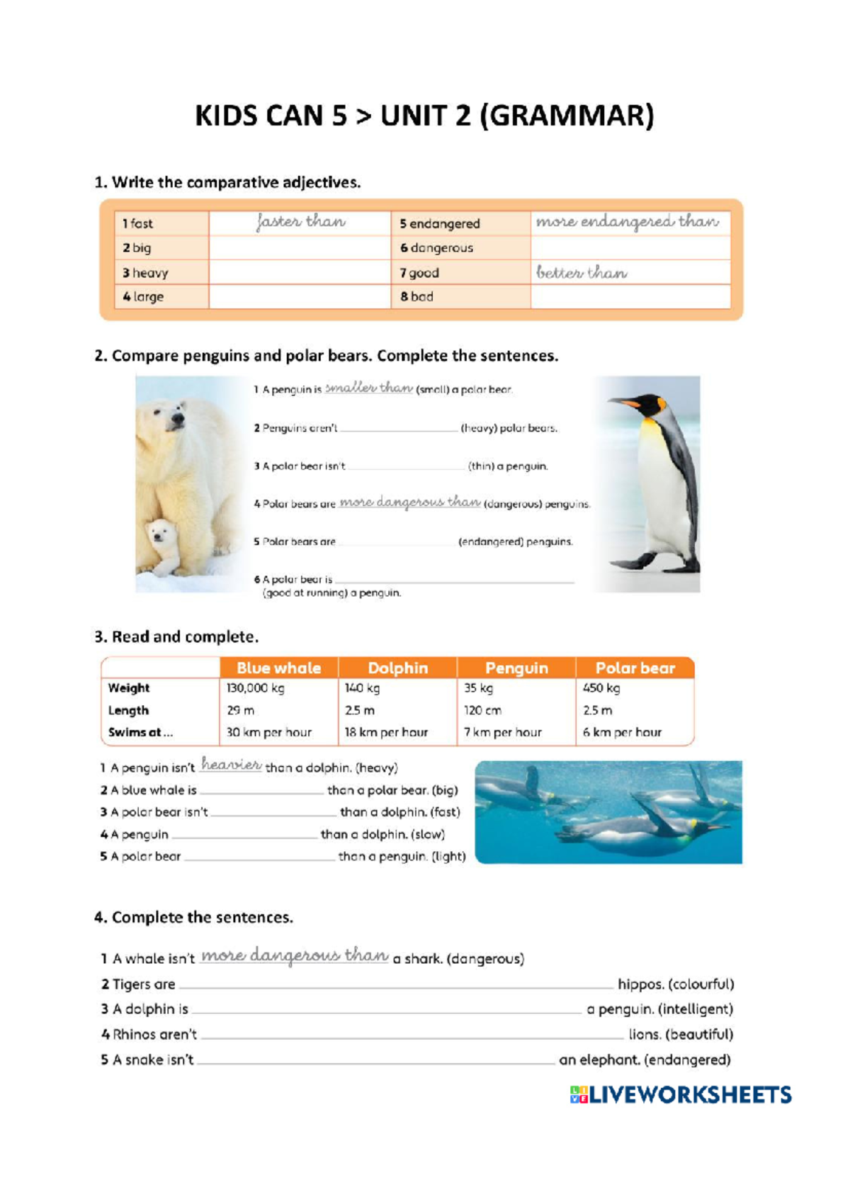 KIDS CAN 5 UNIT 2: Comparative Adjectives & Sentence Exercises - Studocu