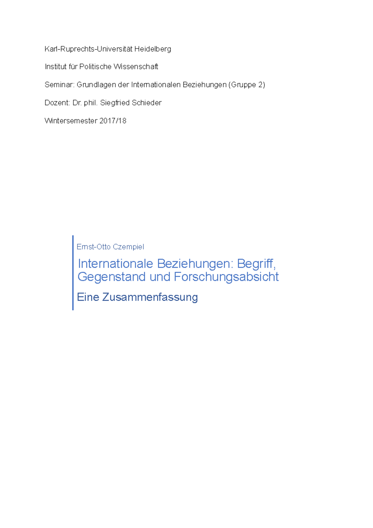 Internationale Beziehungen: Begriff und Forschungsabsicht - CZ 2017 ...