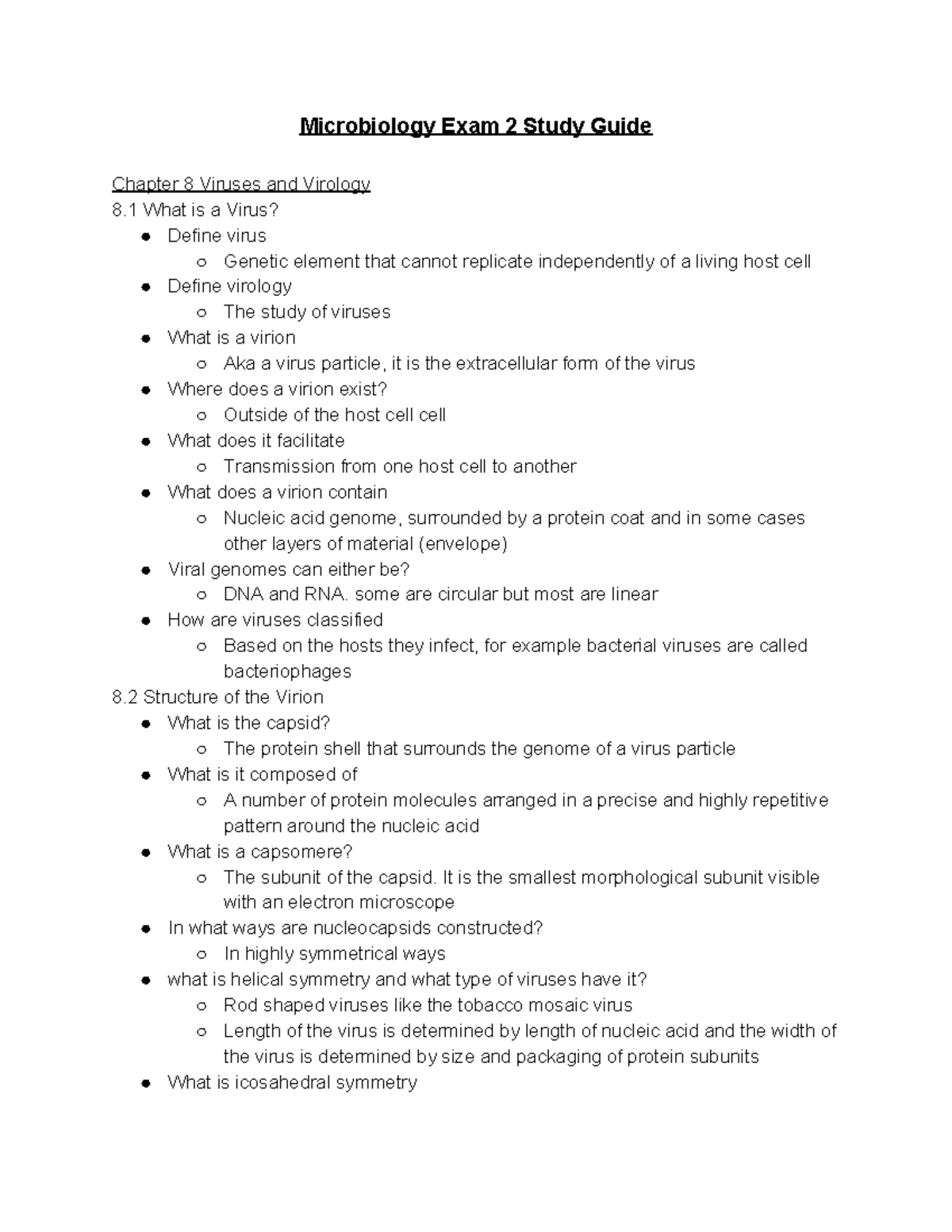 Microbiology Exam 2 Study Guide: Viruses, Genomes, & Bacterial Genetics ...