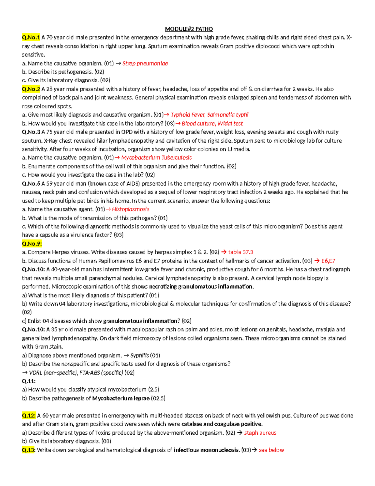 PATHO 2nd Module: Sequences & MCQs for Exam Preparation - Studocu