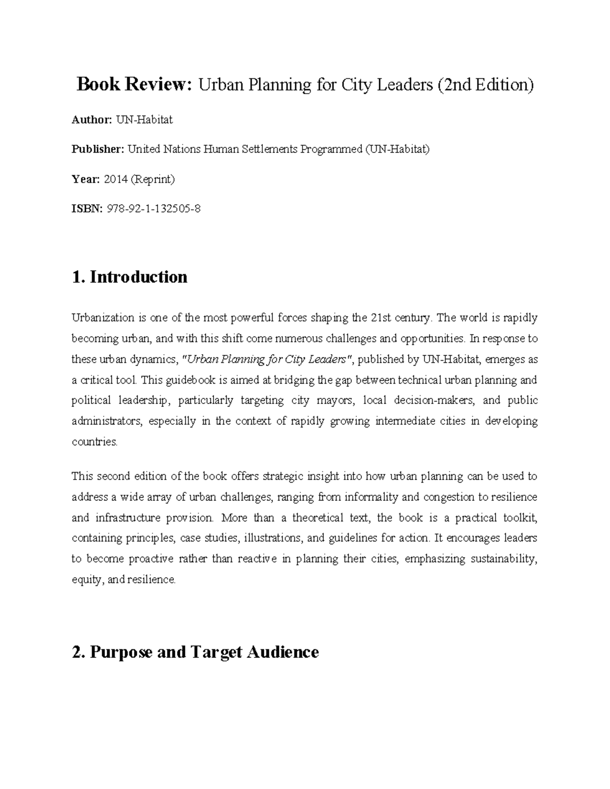 Book Review: Urban Planning for City Leaders (2nd Ed) - Studocu