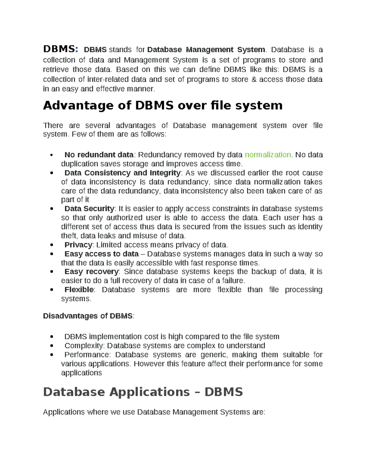 DBMS: Introduction to Database Management Systems and Their ...