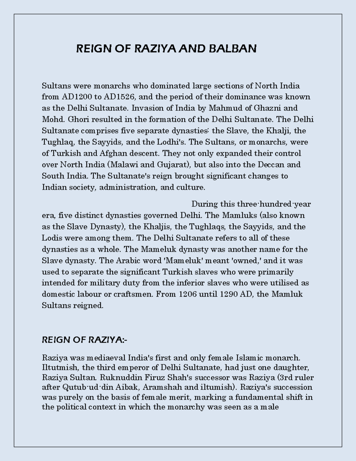 The Reign of Raziya and Balban: Female Rule and Autocracy in the Delhi ...