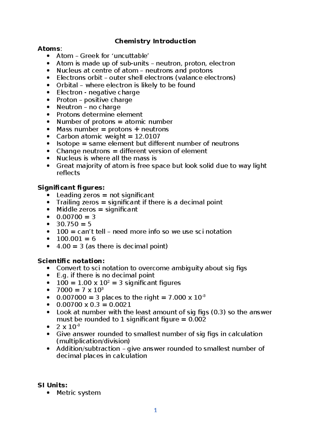 Chemistry Introduction - Chemistry Introduction Atoms: Atom – Greek for ...