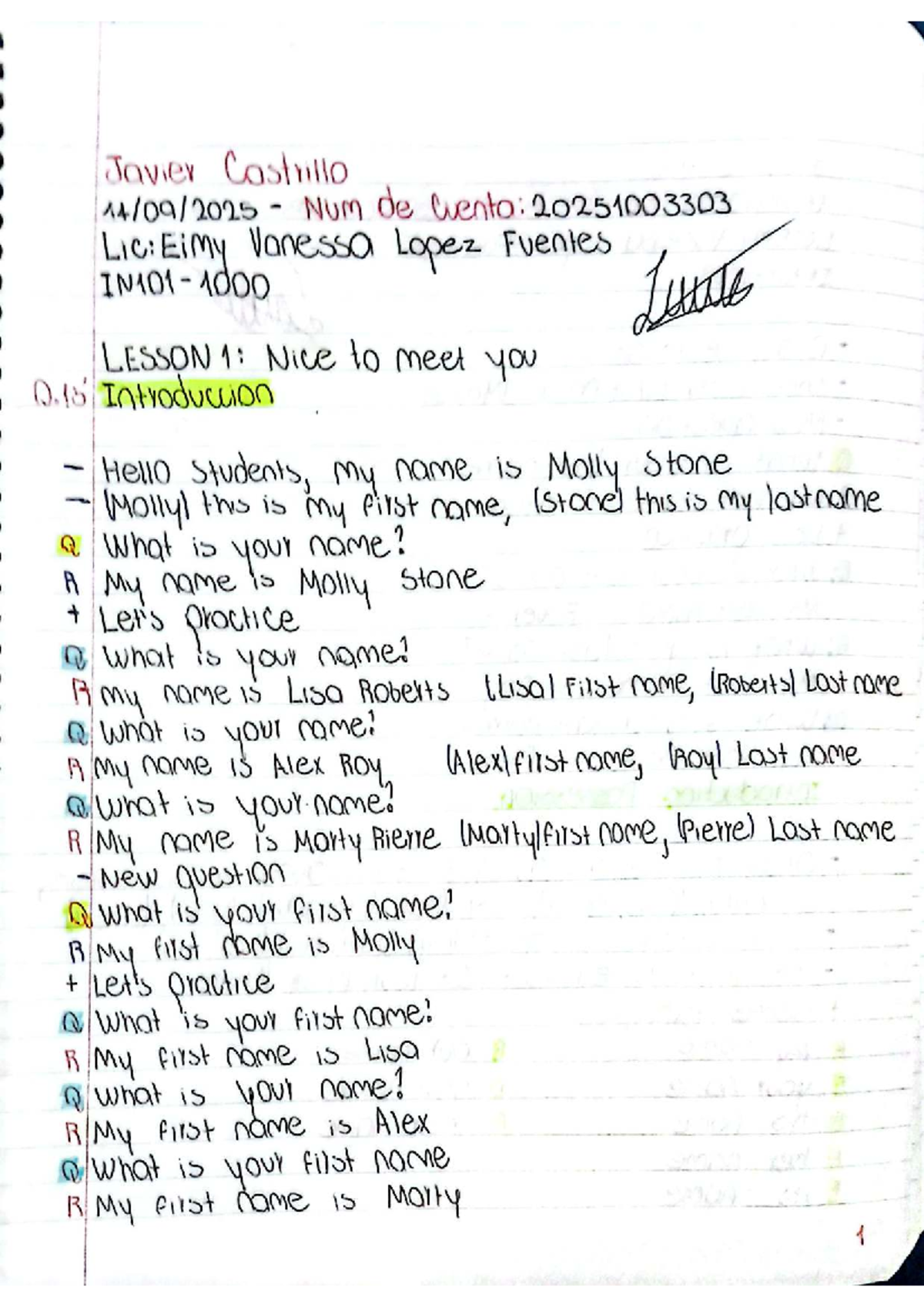 Lesson 1: Introduction to Names and Possession (2025) - Studocu