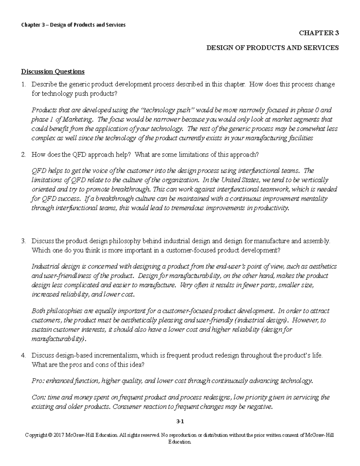 Chapter 3 - Operation Management - CHAPTER 3 DESIGN OF PRODUCTS AND ...