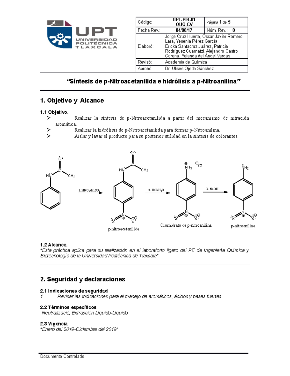 Síntesis y Hidrólisis de p-Nitroacetanilida a p-Nitroanilina (QUO-CV ...