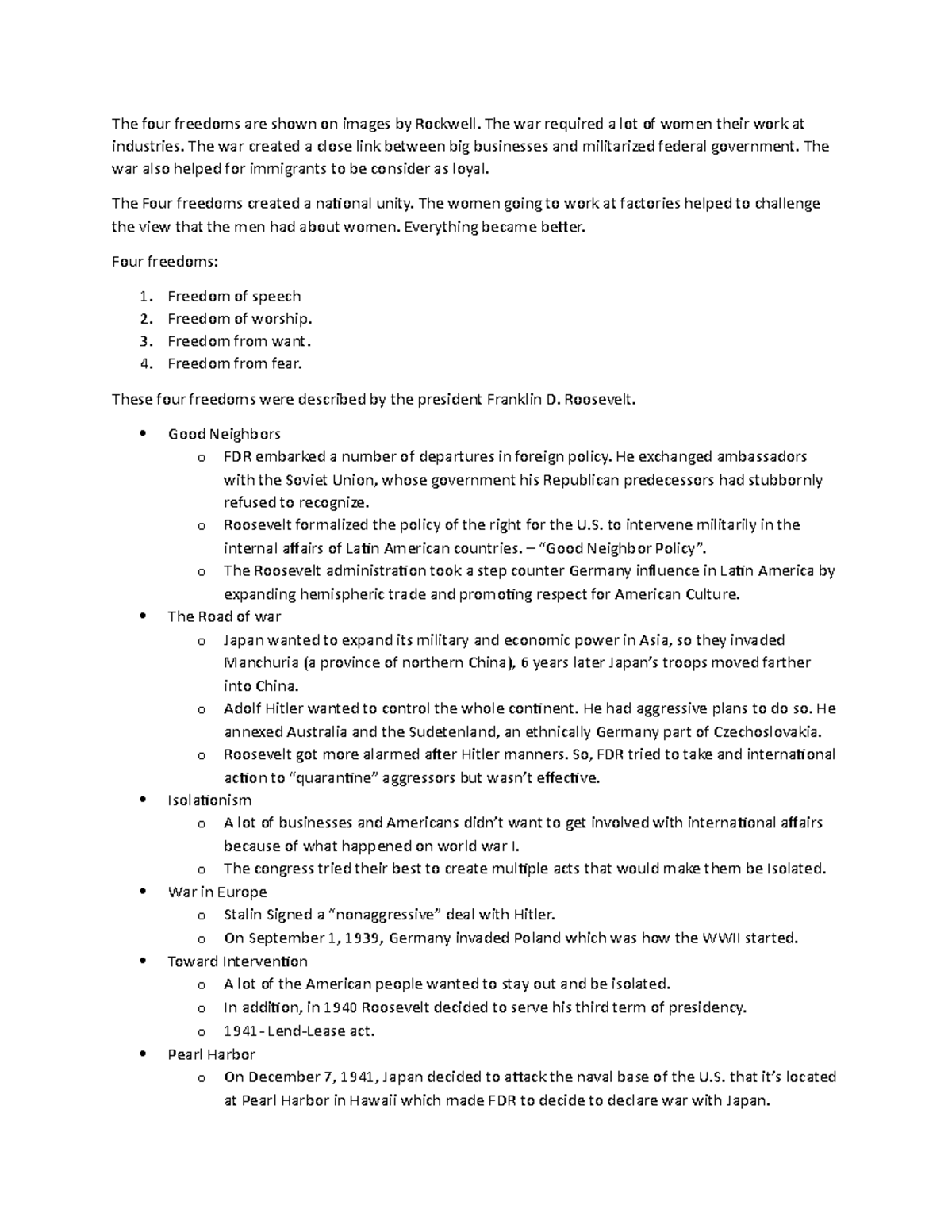 Chapter 22: Liberty and the Fight for the Four Freedoms in War - Studocu