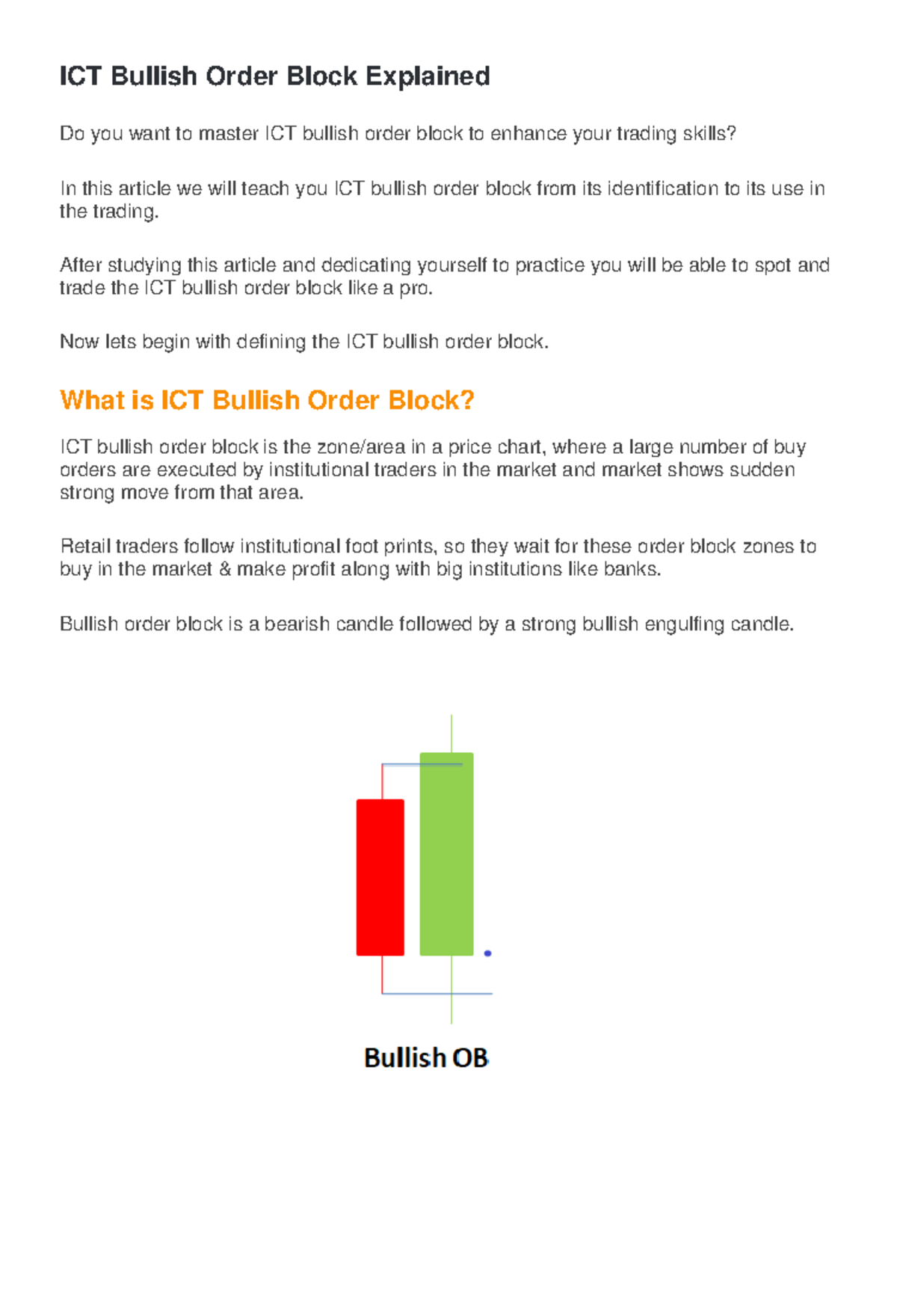 ICT Bullish Order Block: Mastering Trading Techniques - Studocu
