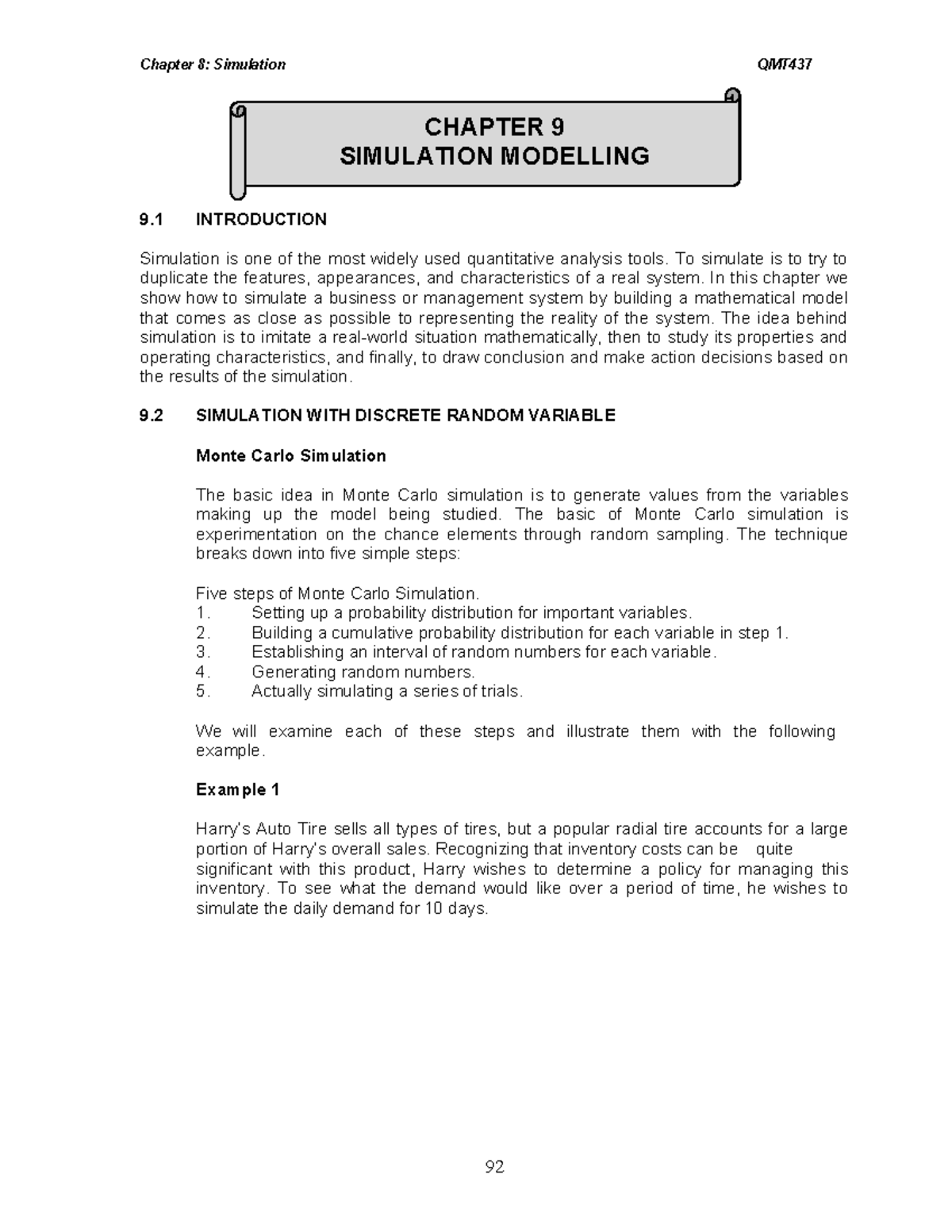 Chapter 8: Simulation Techniques in QMT437 - Studocu