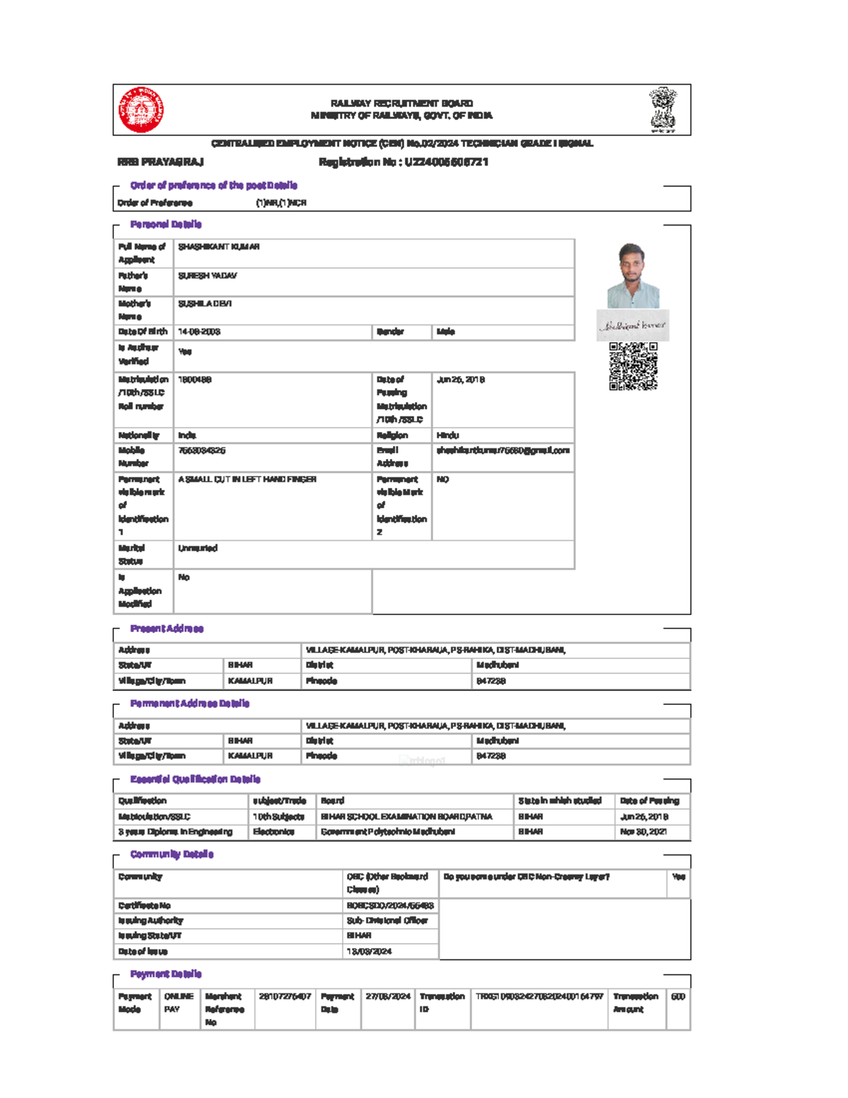 RRB Technician Grade I Signal - Application Notes (CEN No.02/2024 ...