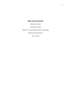 APA Formatted Journal - Week Three Journal Nicholas W. Bozzi National ...