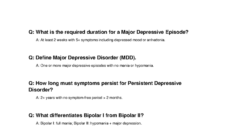 Psychology 101: Flashcards for Major Mental Disorders Study Guide - Studocu