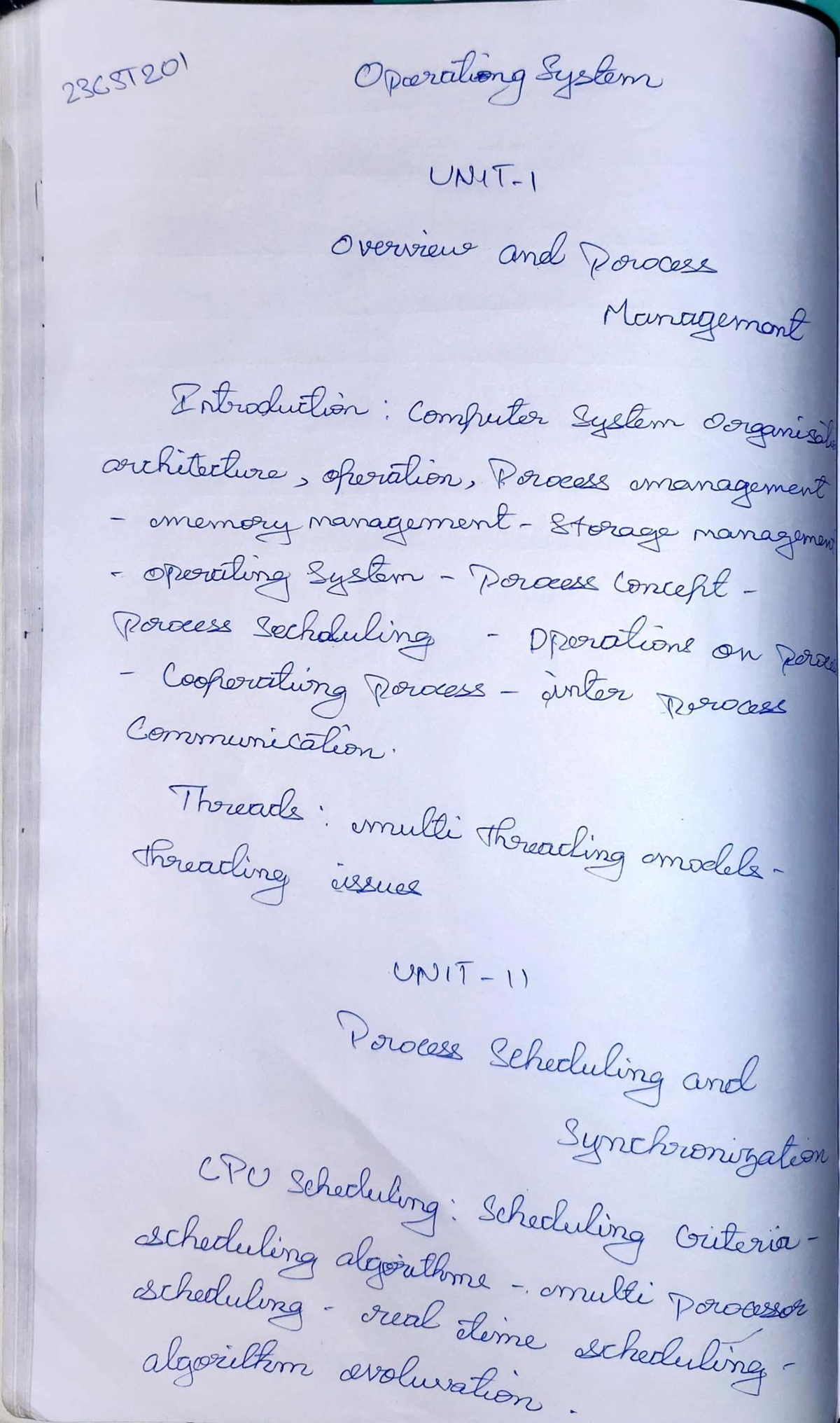 23CST201 Final Exam Notes: Overview of Operating Systems & Process ...