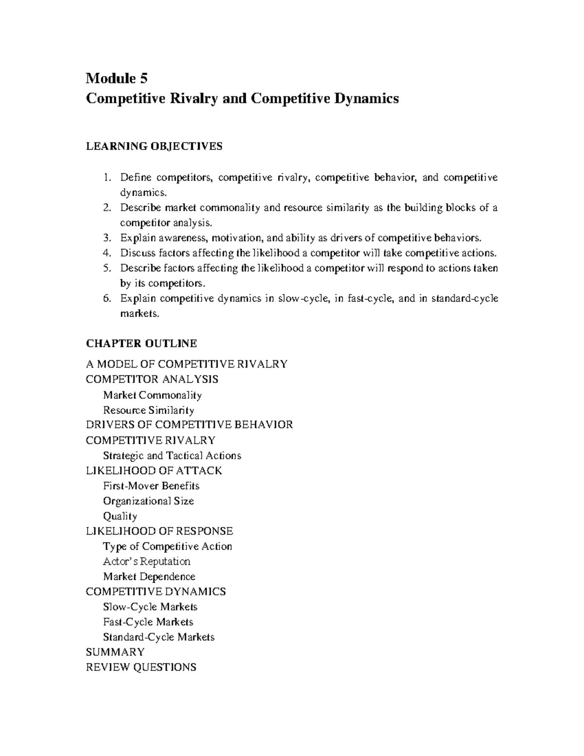 Competitive Rivalry & Dynamics: An In-Depth Analysis (Module 5) - Studocu