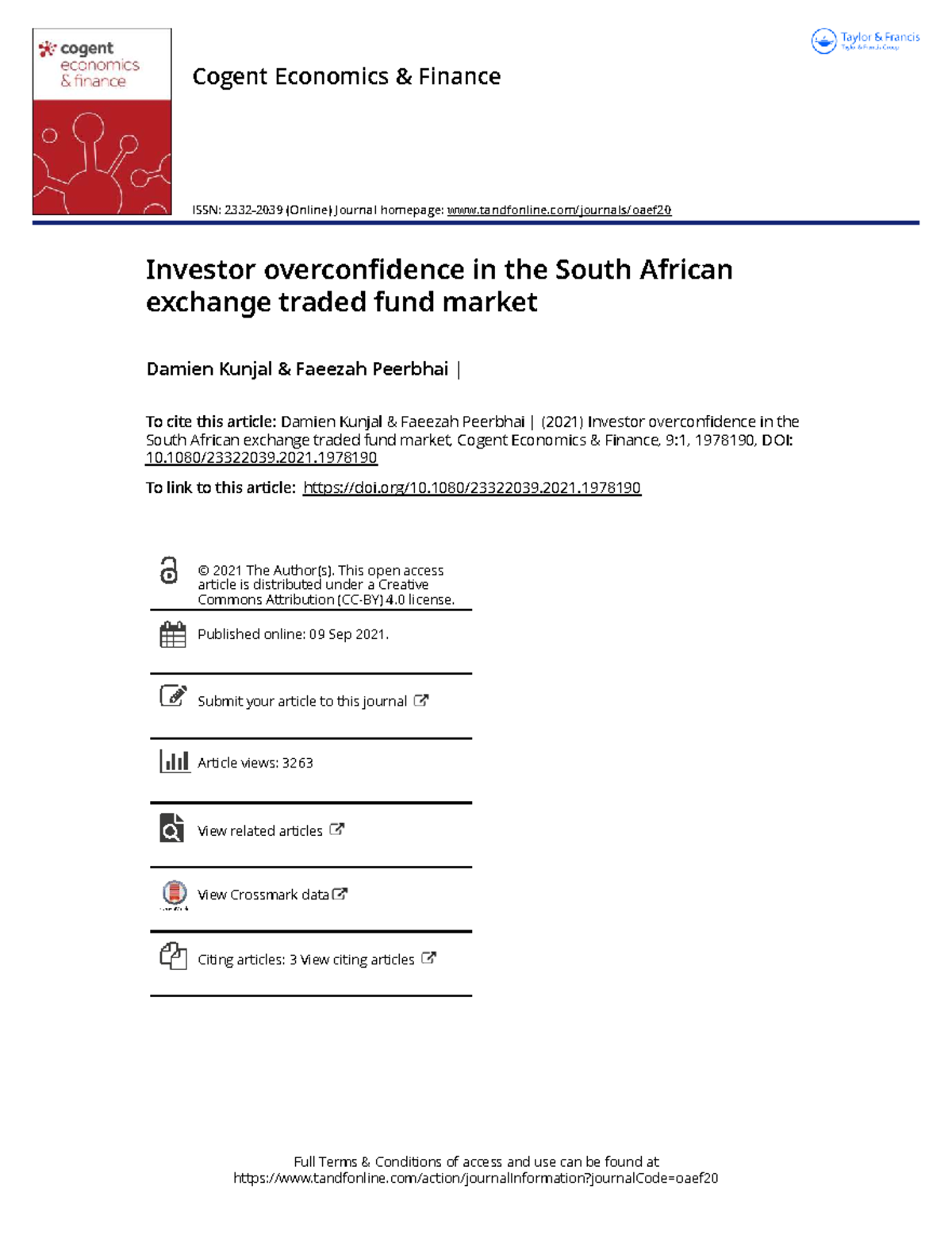 Investor Overconfidence in the South African ETF Market: A Study - Studocu