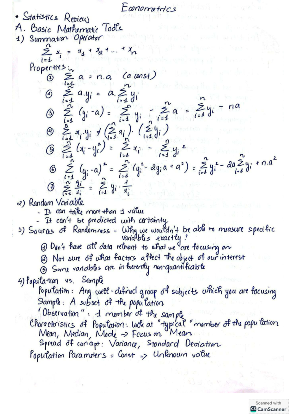 Econometrics-012: Comprehensive Review of Basic Statistical Tools - Studocu