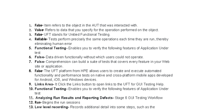 HPE UFT Prelim Load Testing Review Notes - Studocu