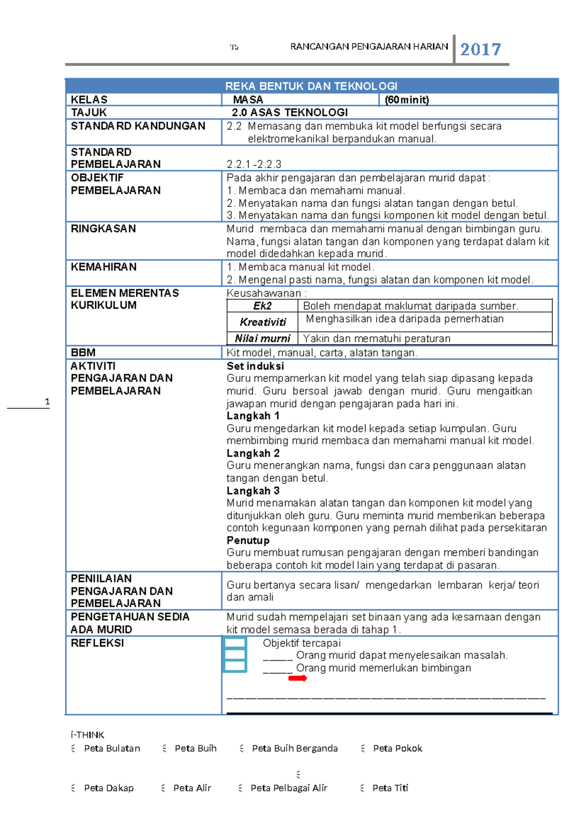 RPH RBT Tahun 5: Nota Pengajaran & Pembelajaran Teknologi 2017 - Studocu