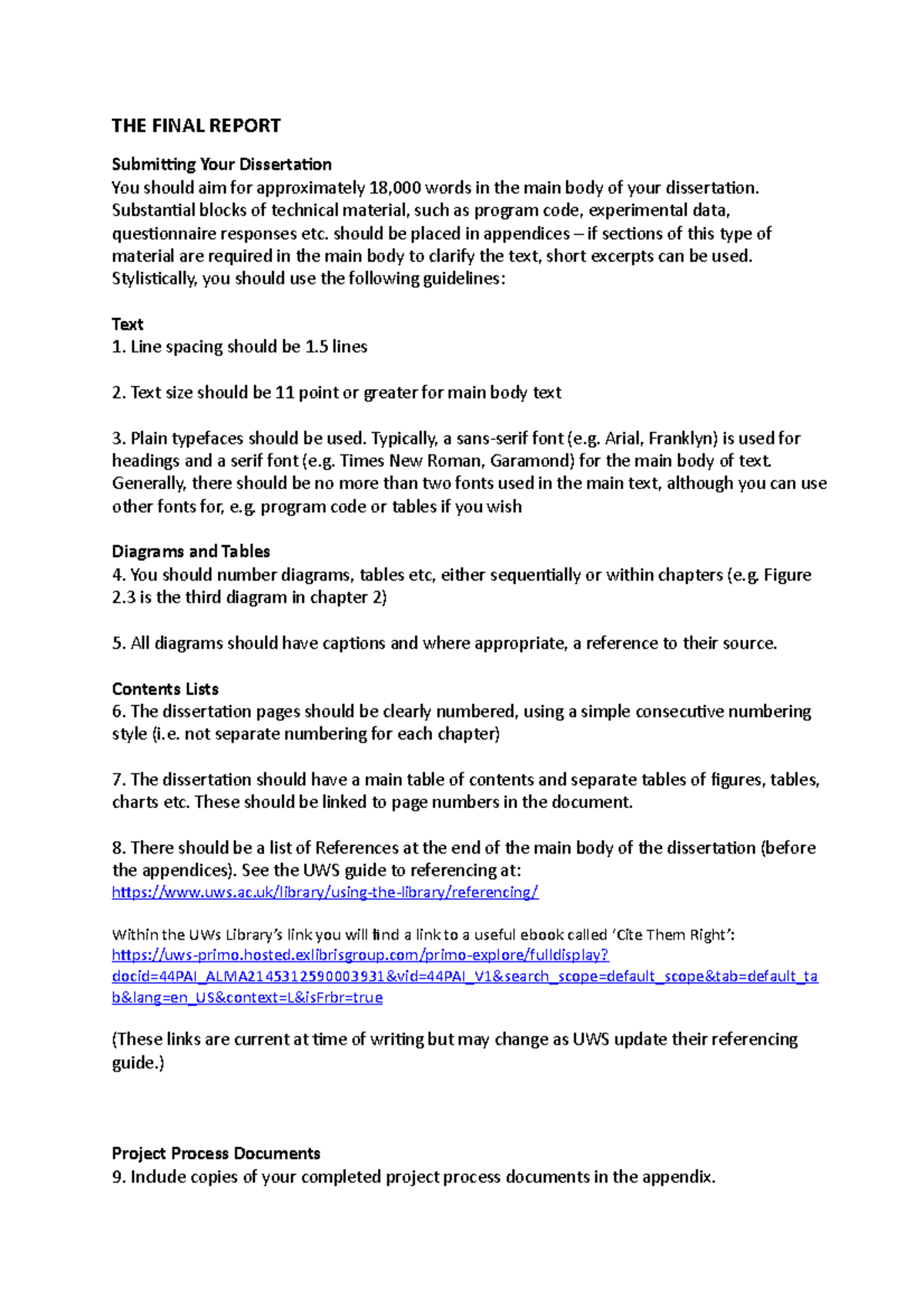 Final Report Guidelines for Submitting Your Dissertation - Studocu