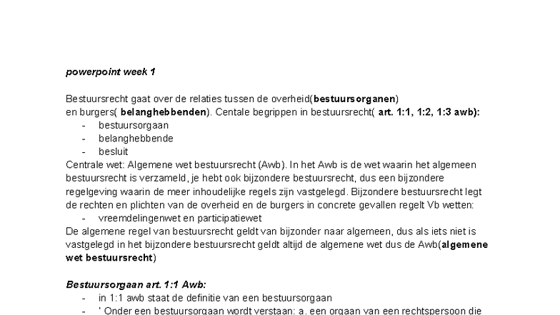 Bestuursrecht Week 1: Relaties Tussen Overheid en Burgers - Studeersnel