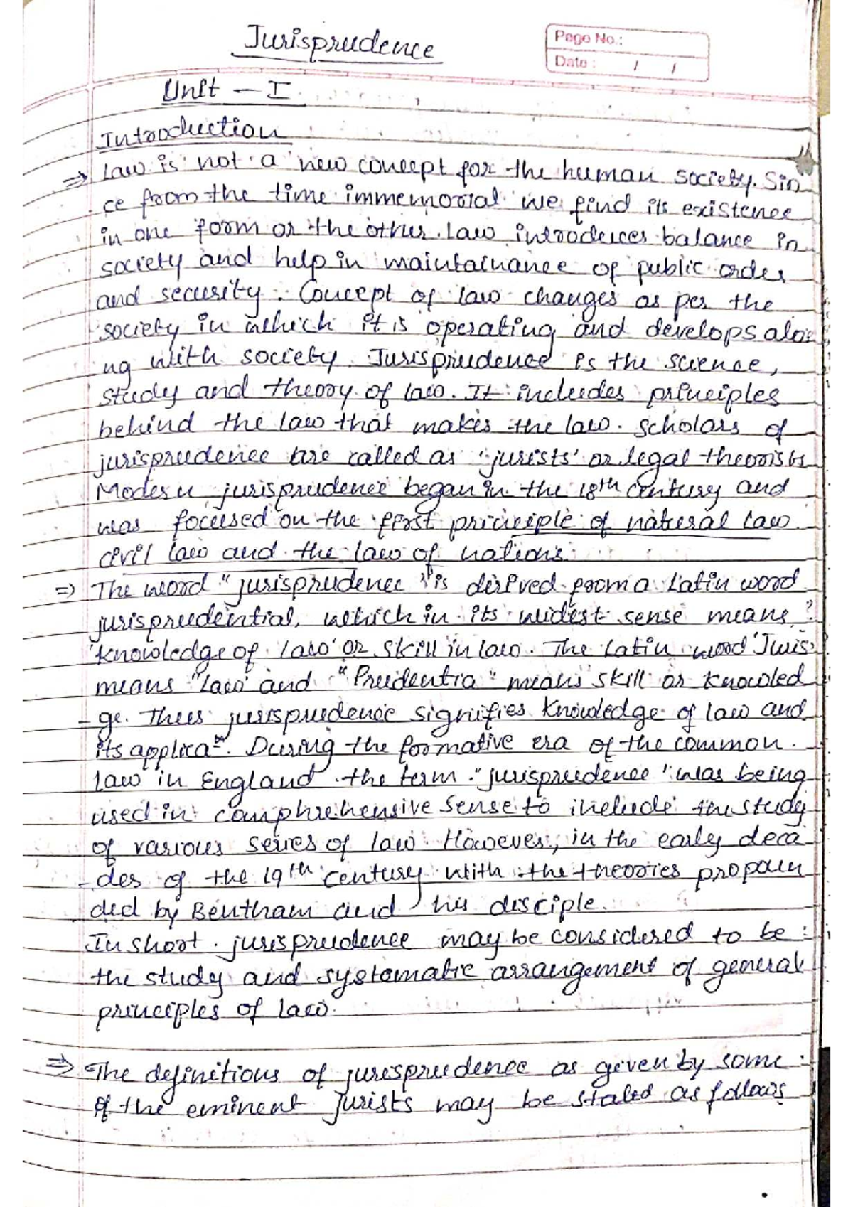 Jurisprudence Introduction: Key Concepts and Evolution of Law - Studocu