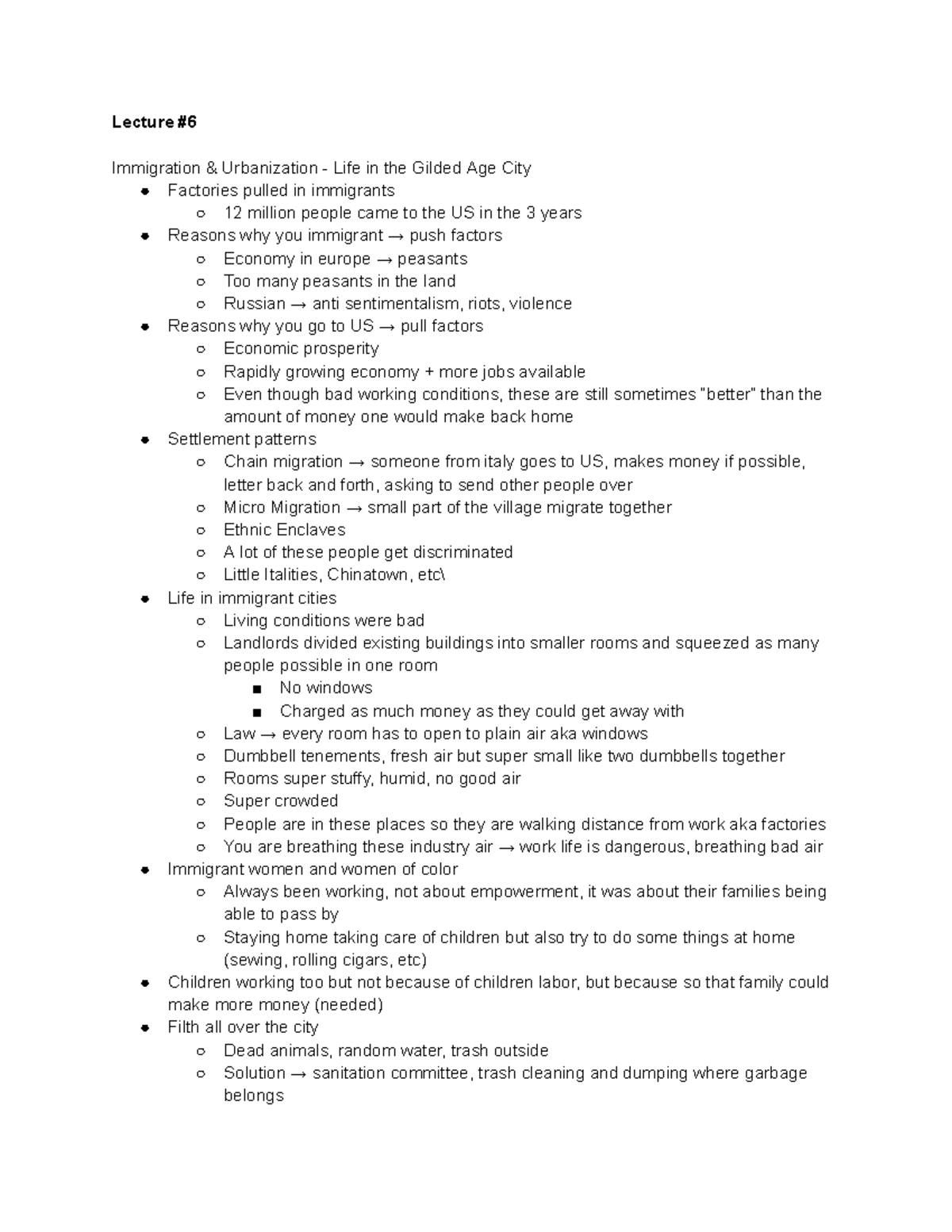 Lecture #6 - Life in the Gilded Age City - Lecture # Immigration ...